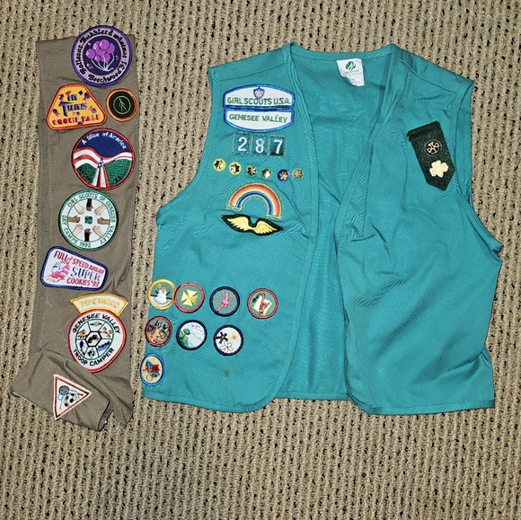 Other | Vintage Girl Scout Green Vest With Patches | Poshmark